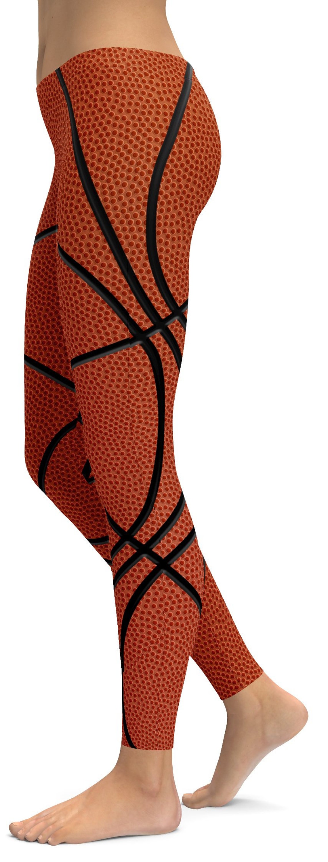 Basketball Patterned Workout Leggings for Women - High Waisted Athletic ...