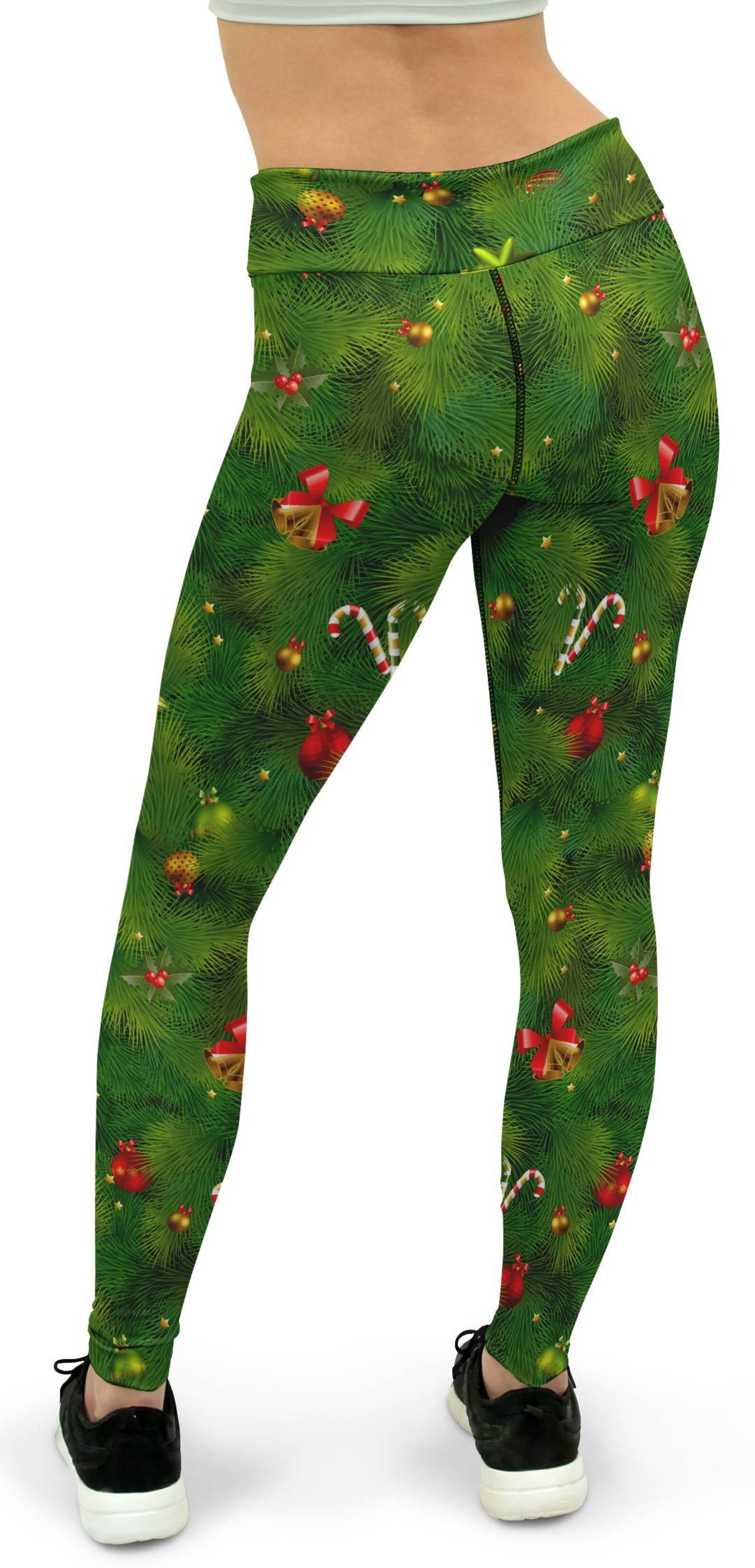 Yoga Leggings Women: Realistic Christmas Tree Printed High Waisted ...