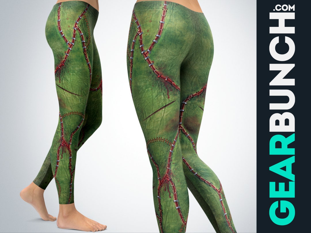 Frankenstein Leggings, Green Scary Halloween Outfit, Workout Gym ...