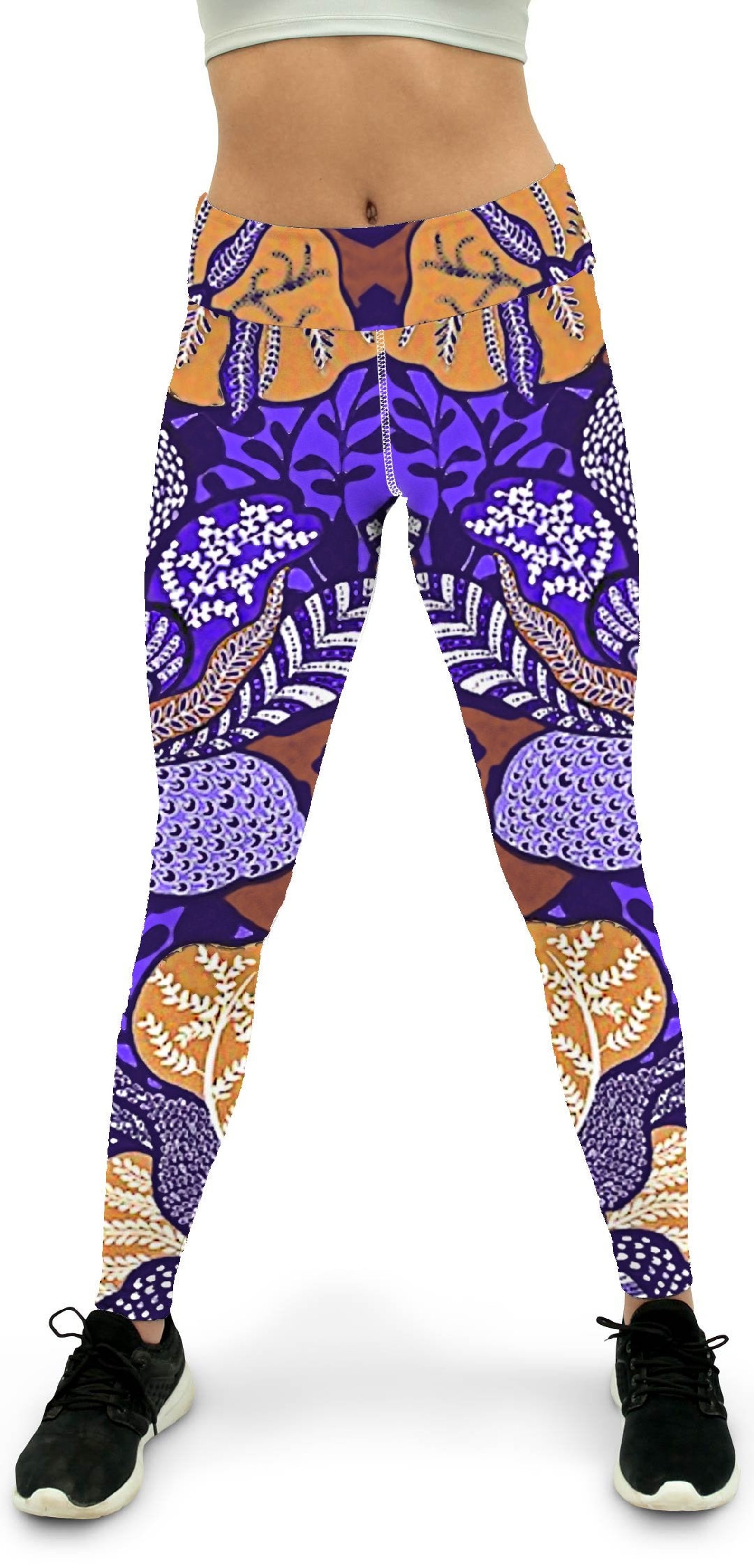 Purple Batik Yoga Pants Women's Floral Activewear Leggings | High ...