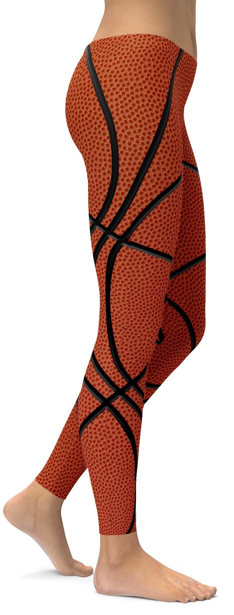 Basketball Patterned Workout Leggings for Women - High Waisted Athletic ...