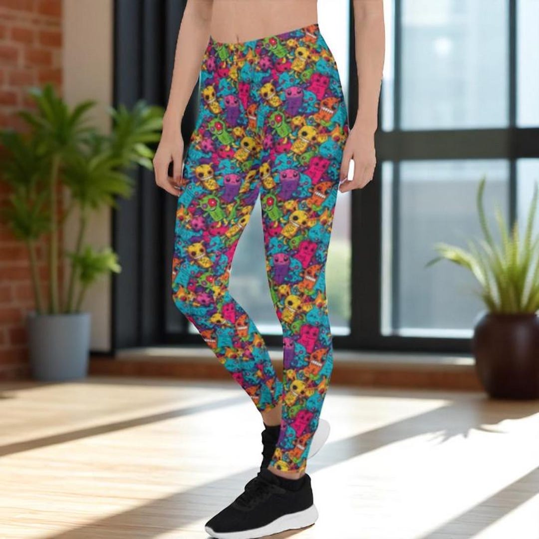 High Waisted Leggings for Women, Kooky Puppet Print Yoga Pants, Soft ...