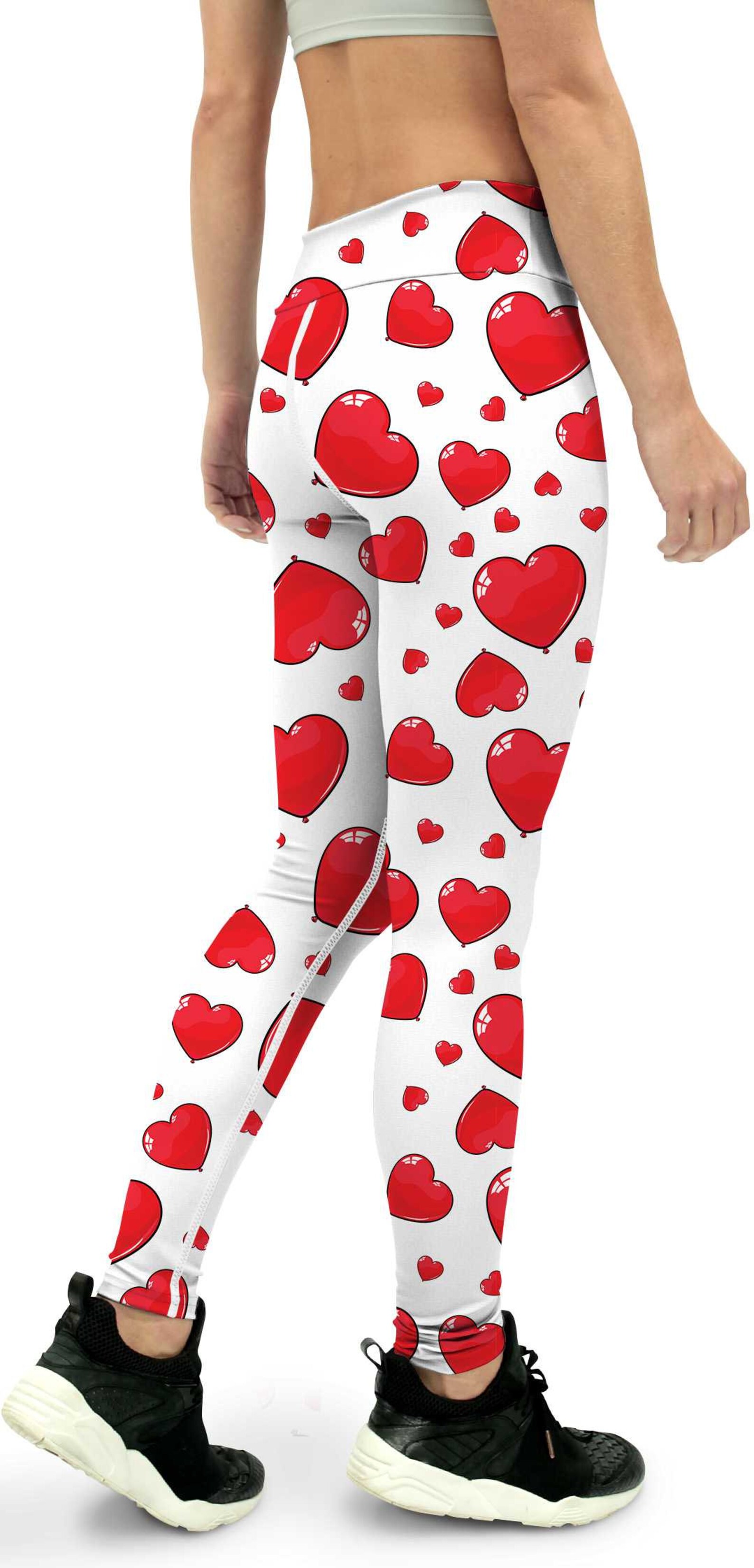 Red Heart Shaped Balloons Yoga Pants - Etsy