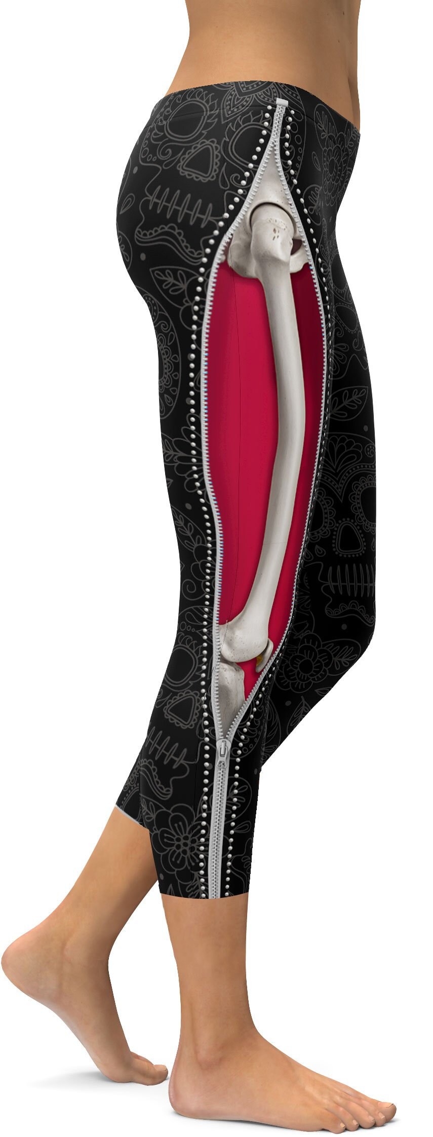 Realistic Skeleton With Black Zipper Capris - Etsy