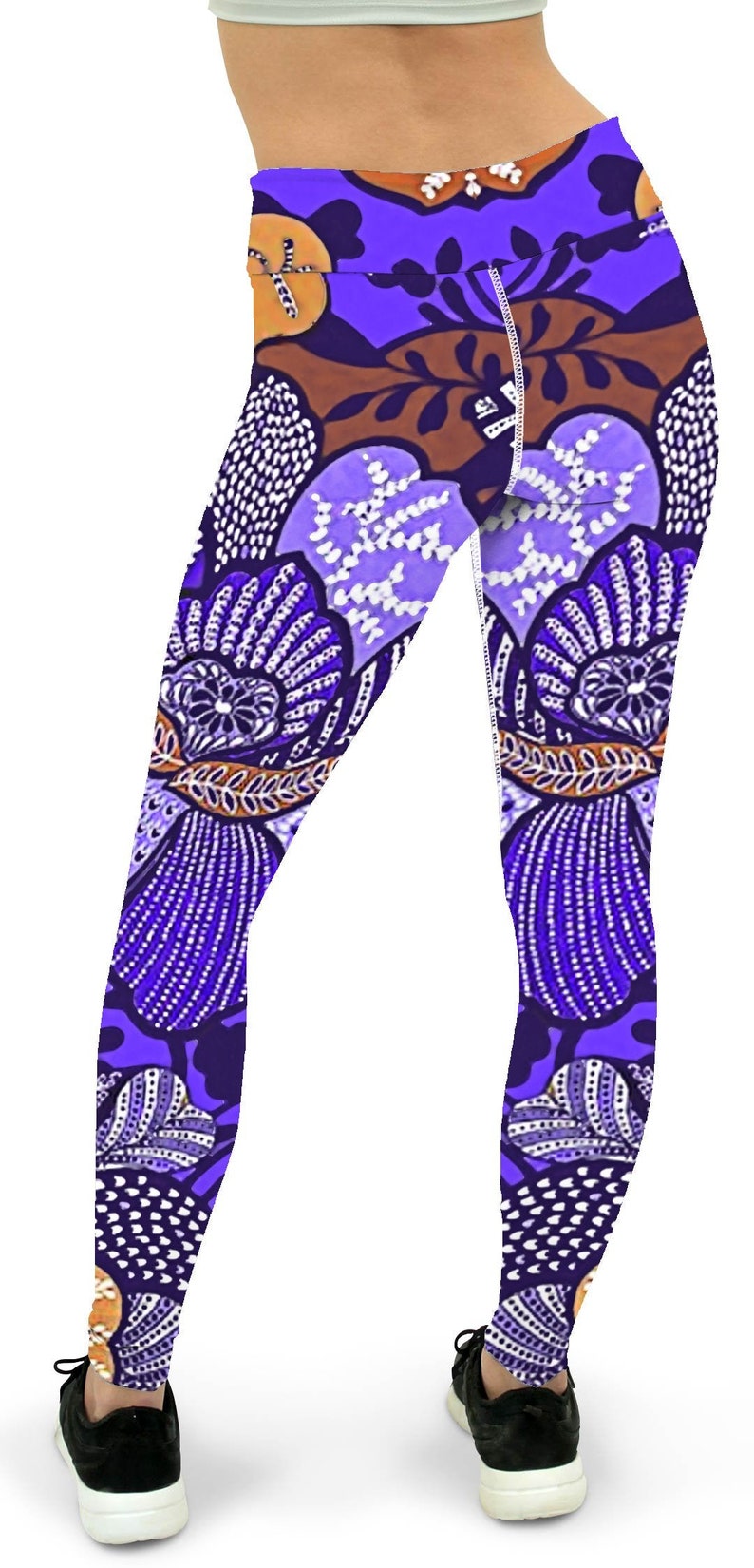 Purple Batik Yoga Pants Women's Floral Activewear Leggings | High ...