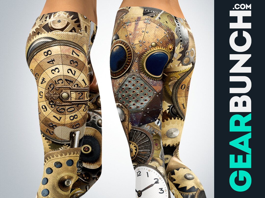 Steampunk Leggings for Women, Golden Steampunk Costume Cosplay ...