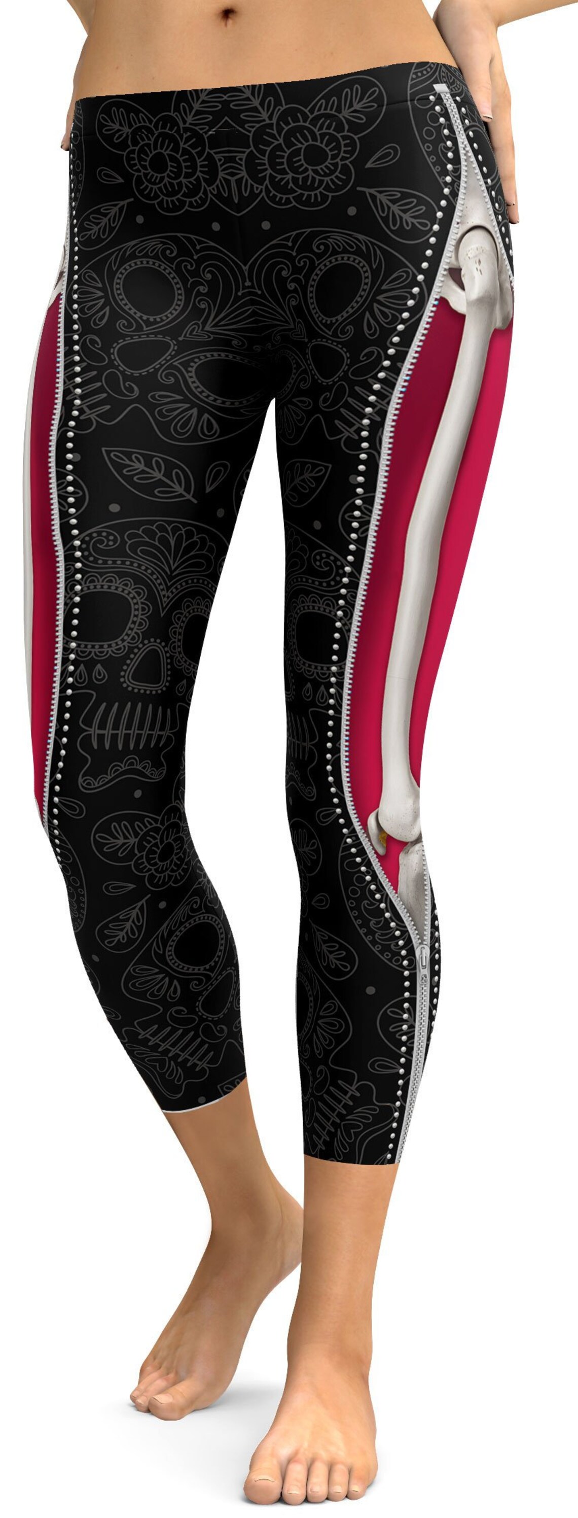 Realistic Skeleton With Black Zipper Capris - Etsy
