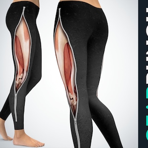 Gothic Clothing, Realistic Muscles With Zipper Leggings for Women ...