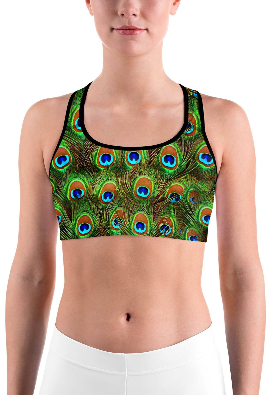 Peacock Feathered Sports Bra - Etsy