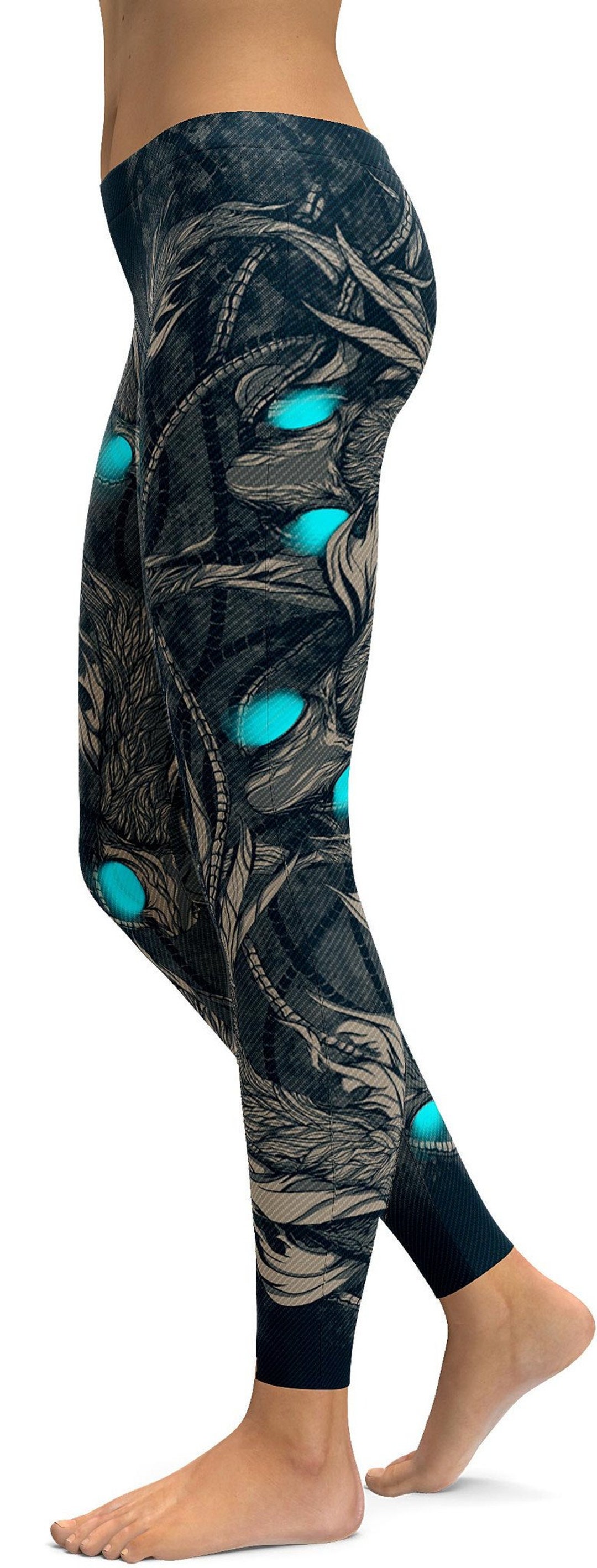Night Fish High Waisted Leggings – Deep Sea Bioluminescent Pattern ...