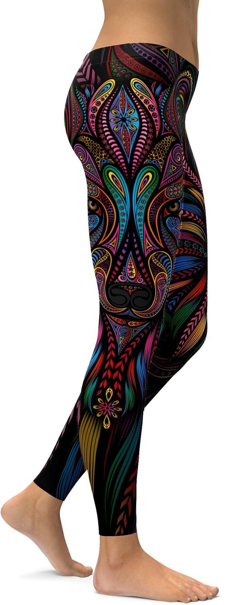 Colorful Wolf Leggings - Etsy