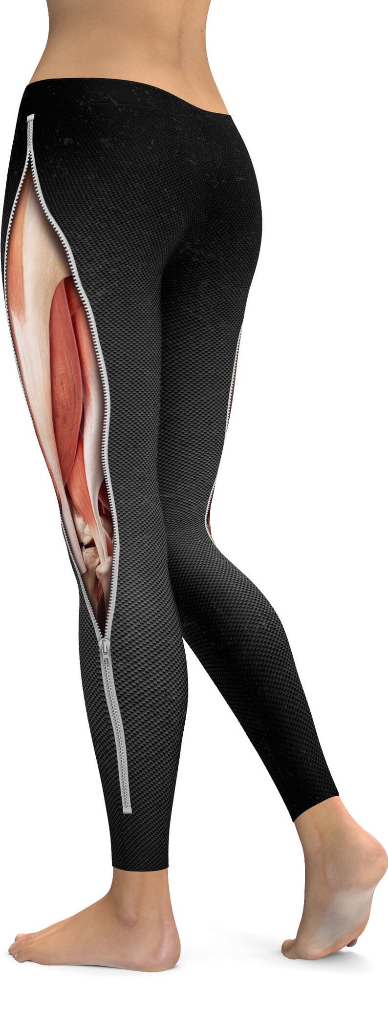 Gothic Clothing, Realistic Muscles With Zipper Leggings for Women ...