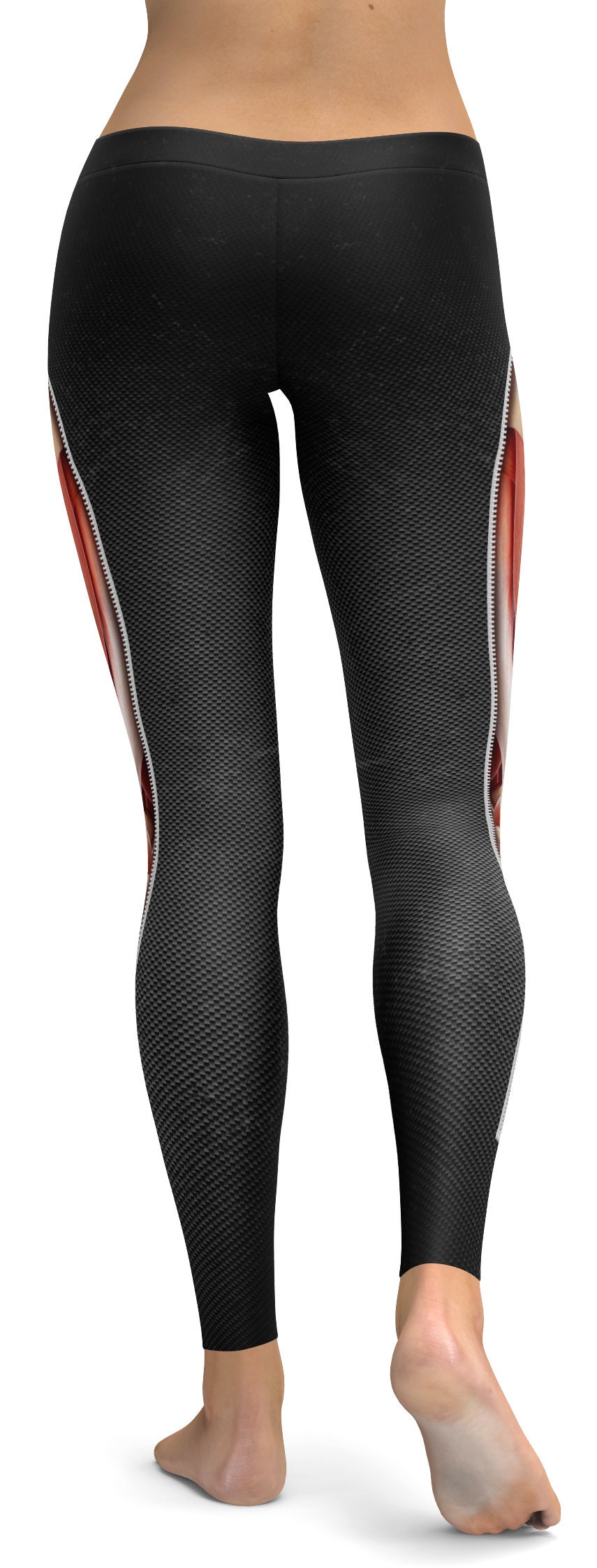 Gothic Clothing, Realistic Muscles With Zipper Leggings for Women ...