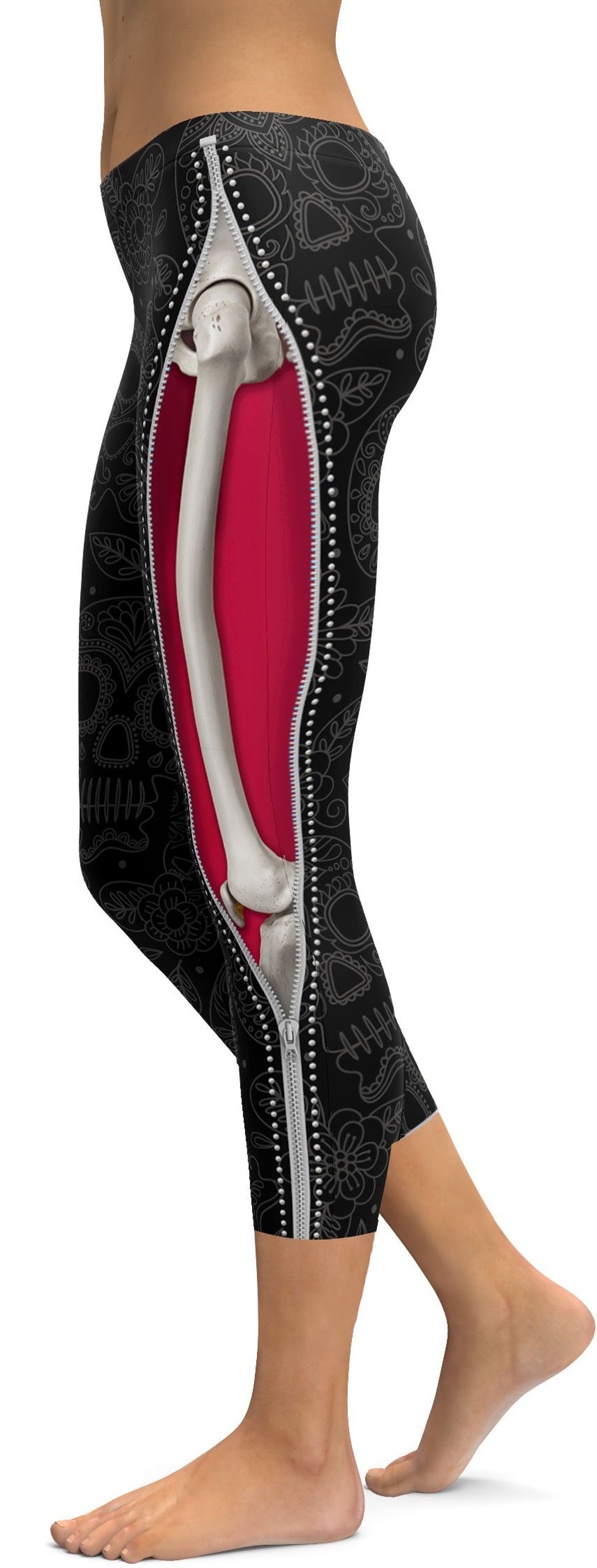 Realistic Skeleton With Black Zipper Capris - Etsy