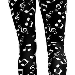 Music Notes Black Leggings - Etsy