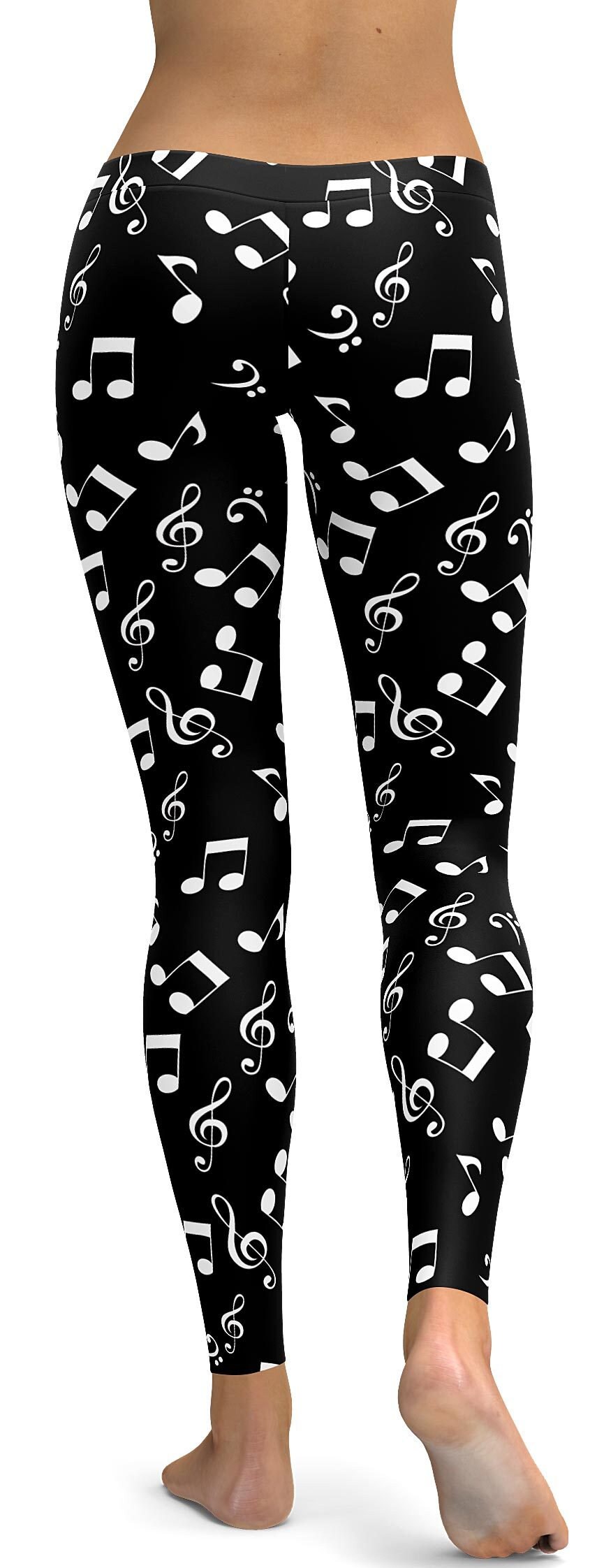 Music Notes Black Leggings - Etsy