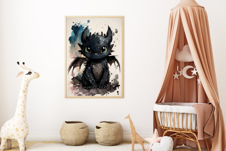 Toothless How to Train Your Dragon Art Poster Download for - Etsy