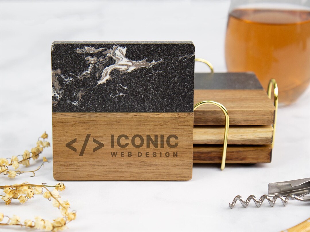 Logo Coasters Engraved, Client Gifts Personalized Coasters, Company ...