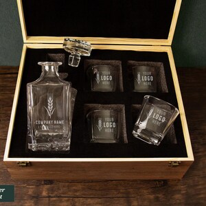 Logo Whiskey Decanter Set, Custom Logo Whiskey Glasses, Personalized ...