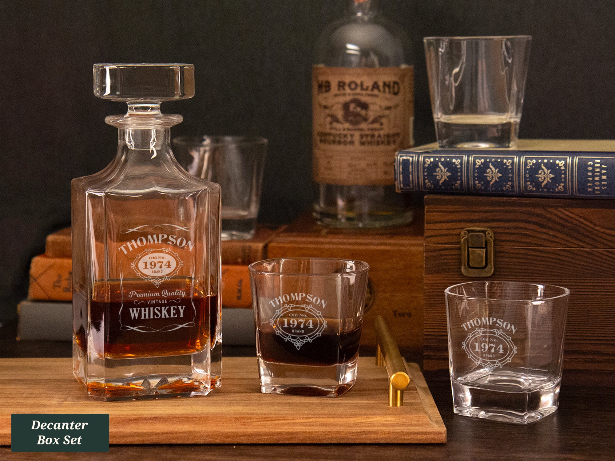Personalized Whiskey Decanter Set With Box, Custom Decanter and Glasses ...