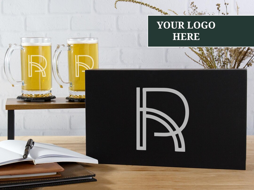 Custom Logo Beer Mug Gift Set, Etched Beer Stein, Company Gifts - Etsy
