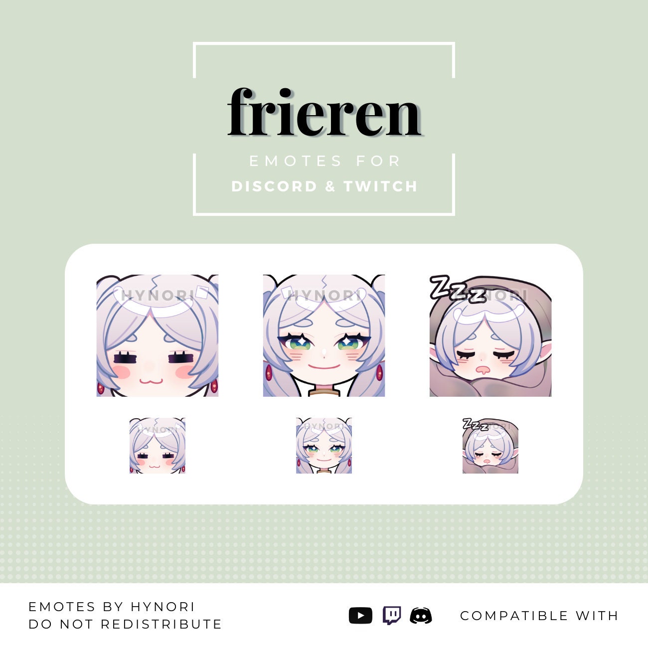 Frieren Emote Pack Frieren Beyond Journey's End Twitch/discord/youtube ...