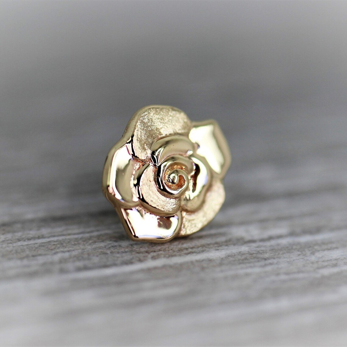 14k Yellow Rose White Solid Gold Rose Flower Conch Helix | Etsy