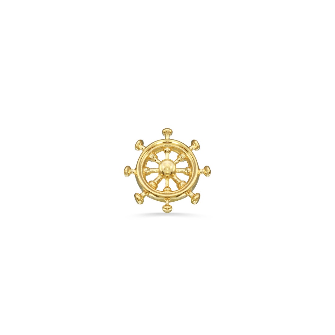 14k Solid Gold Ship Wheel Stud: Marine Piercing (25g/14g/16g) - Etsy