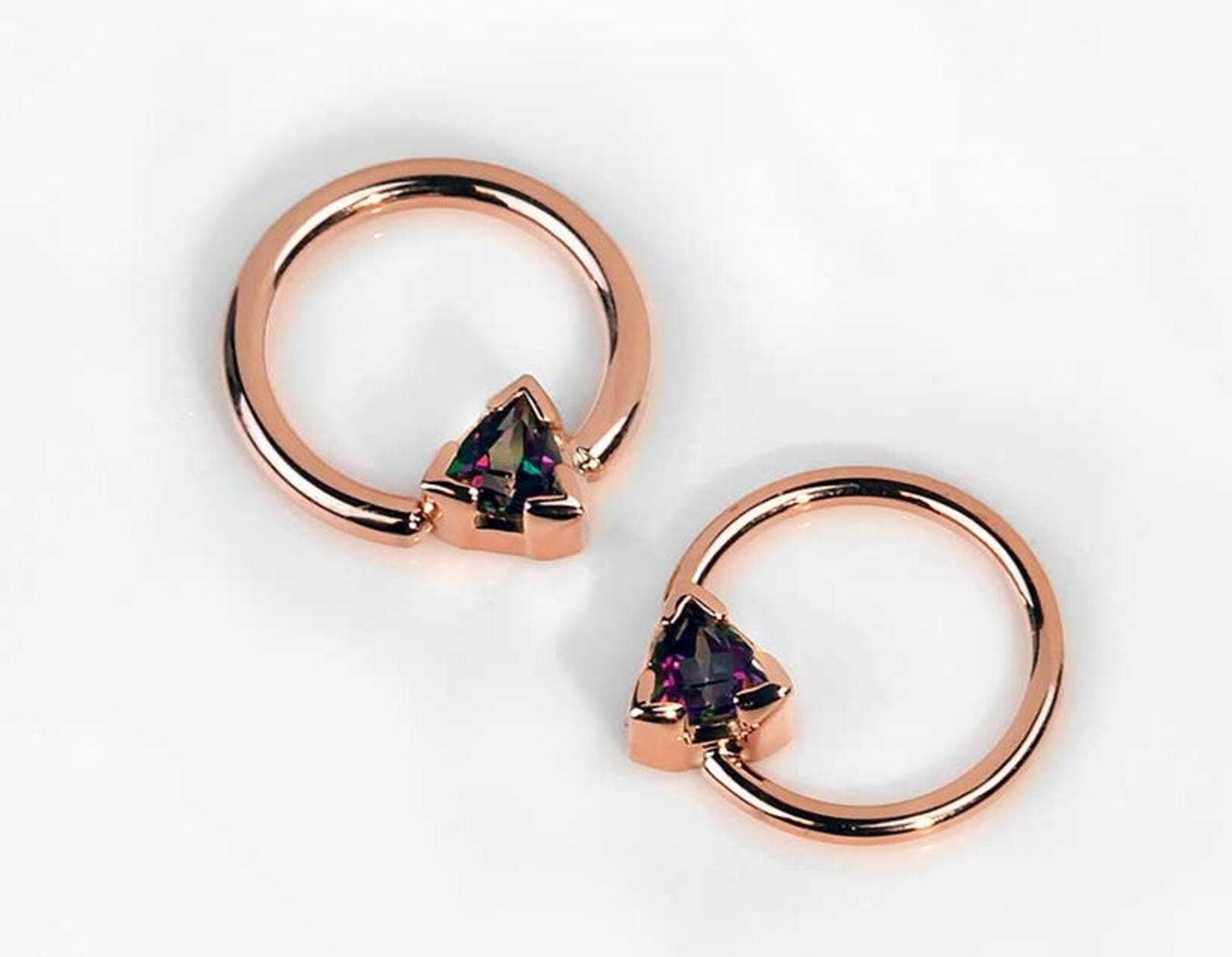 14k Solid Yellow Rose White Gold Fixed Triangle Prong Seamless - Etsy