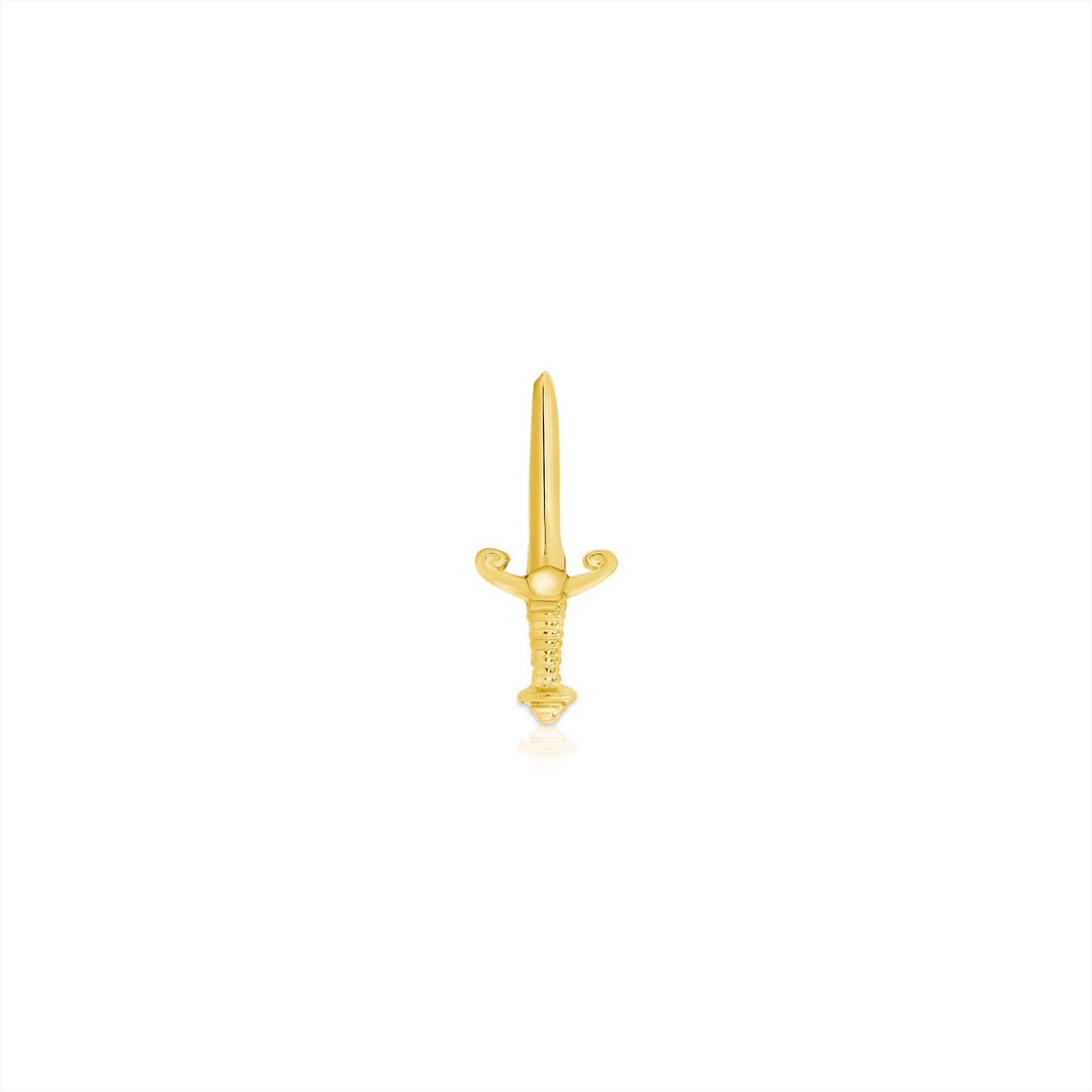 14k Solid Gold Sword Stud: Tragus, Helix, Conch Piercing - Etsy