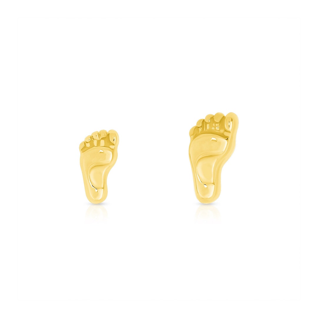 14K Gold Baby Foot Stud Earring: Helix, Conch, Lobe Piercing - Etsy