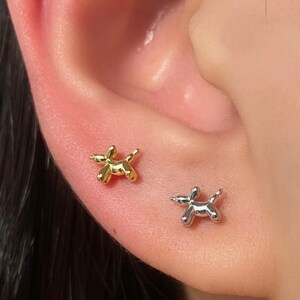 14k Solid Gold Balloon Dog Body Jewelry: 25g Threadless Pin - Etsy