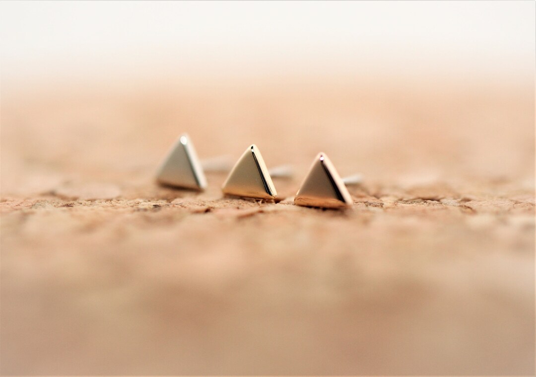 14K Solid Yellow Rose White Gold Triangle Flat End ,piercing, Body ...