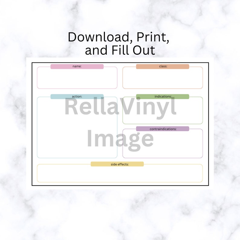 Printable Pharmacology Template for Nursing Drug Cards, Pharmacology ...