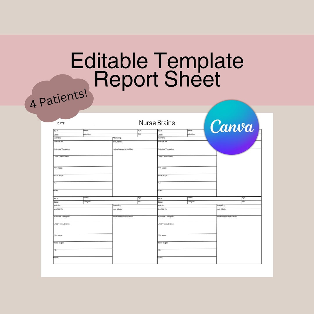 4 Patient Report Sheet Template - Fully Editable - Edit and Print ...