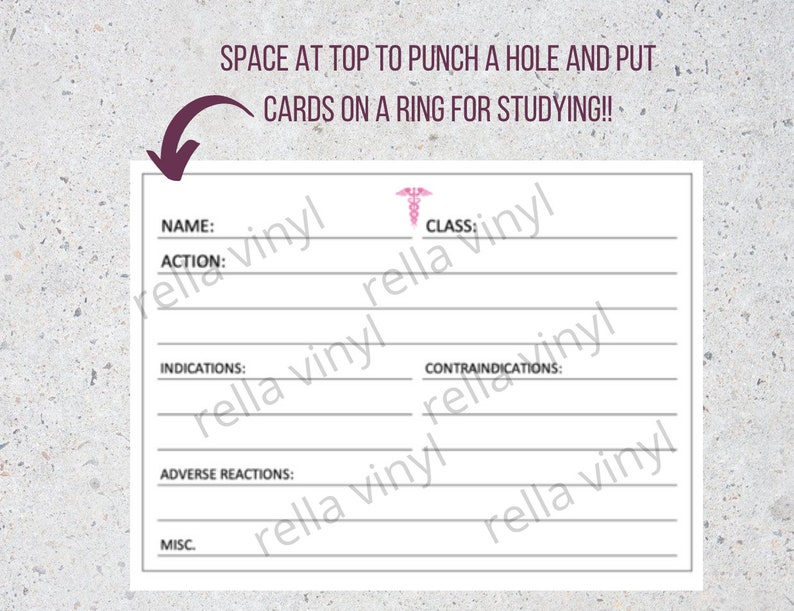 Drug Card PDF Printable - Download and Print - Great for Nursing or ...