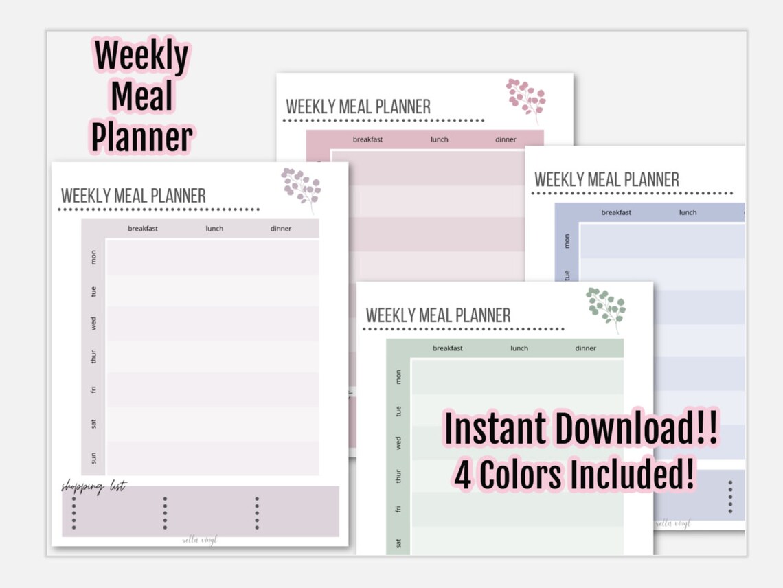 Meal Planning Weekly Organizer Printable INSTANT DOWNLOAD | Etsy