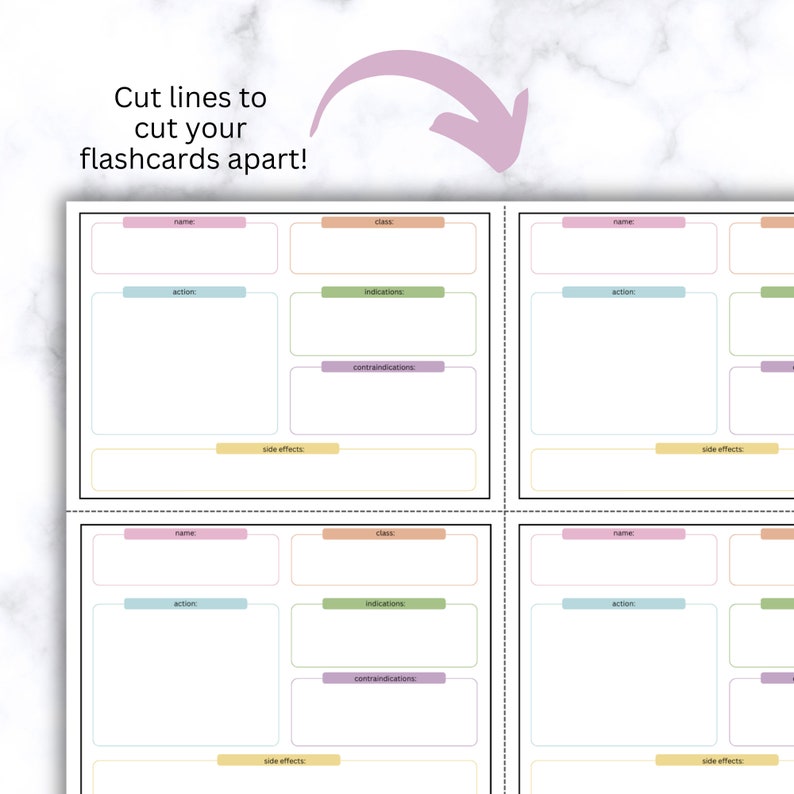 Printable Pharmacology Template for Nursing Drug Cards, Pharmacology ...