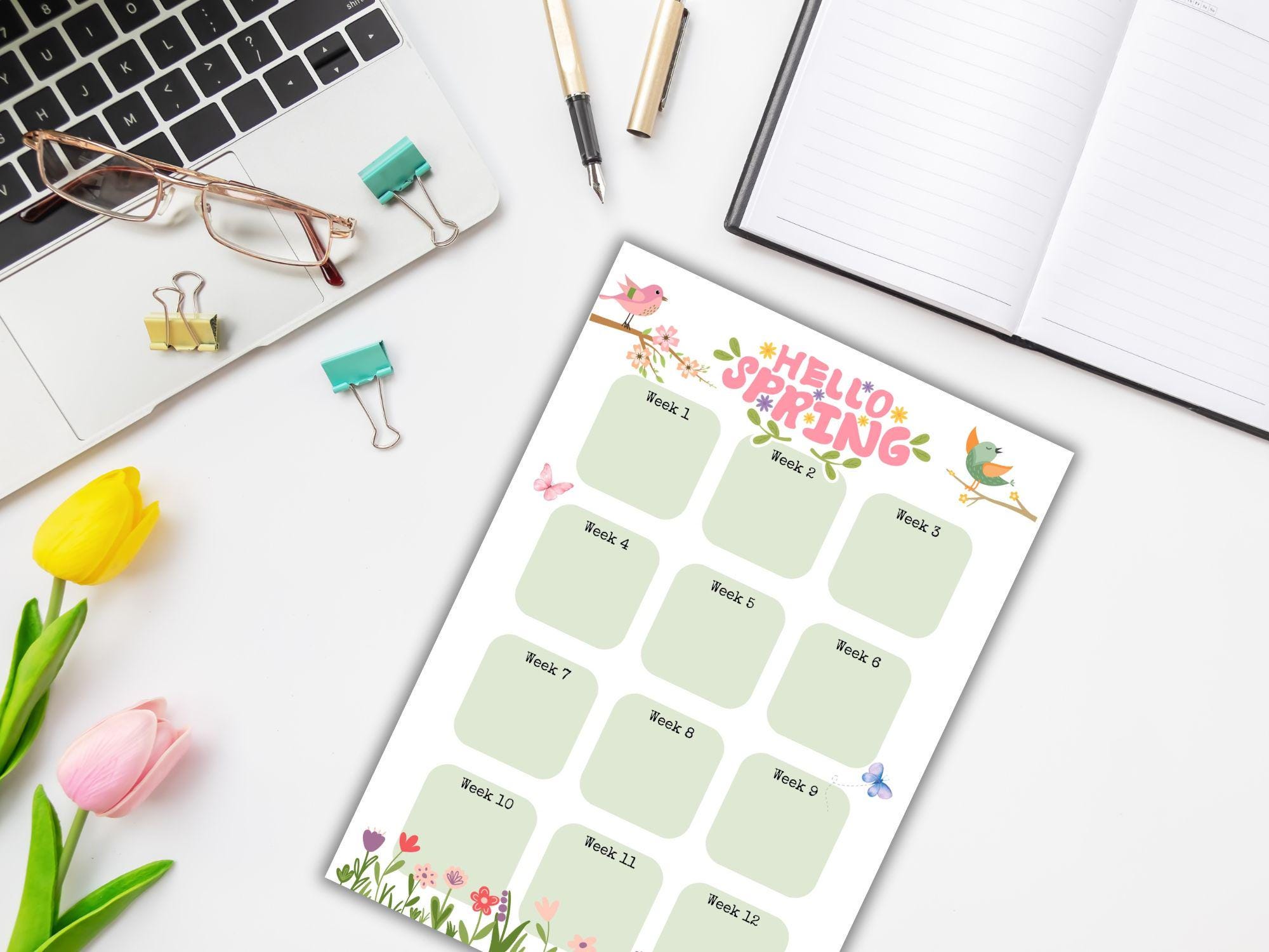 12 Week Spring Reset Tracker Printable | Hello Spring Progress Chart ...