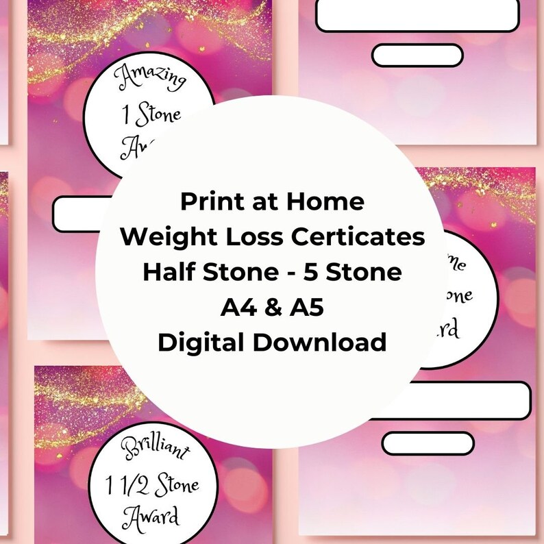 Weight Loss Certificates Print at Home, Weightloss Achievements ...