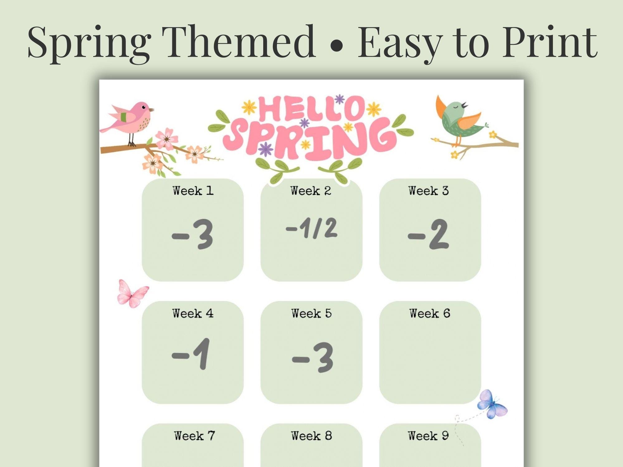 12 Week Spring Reset Tracker Printable | Hello Spring Progress Chart ...