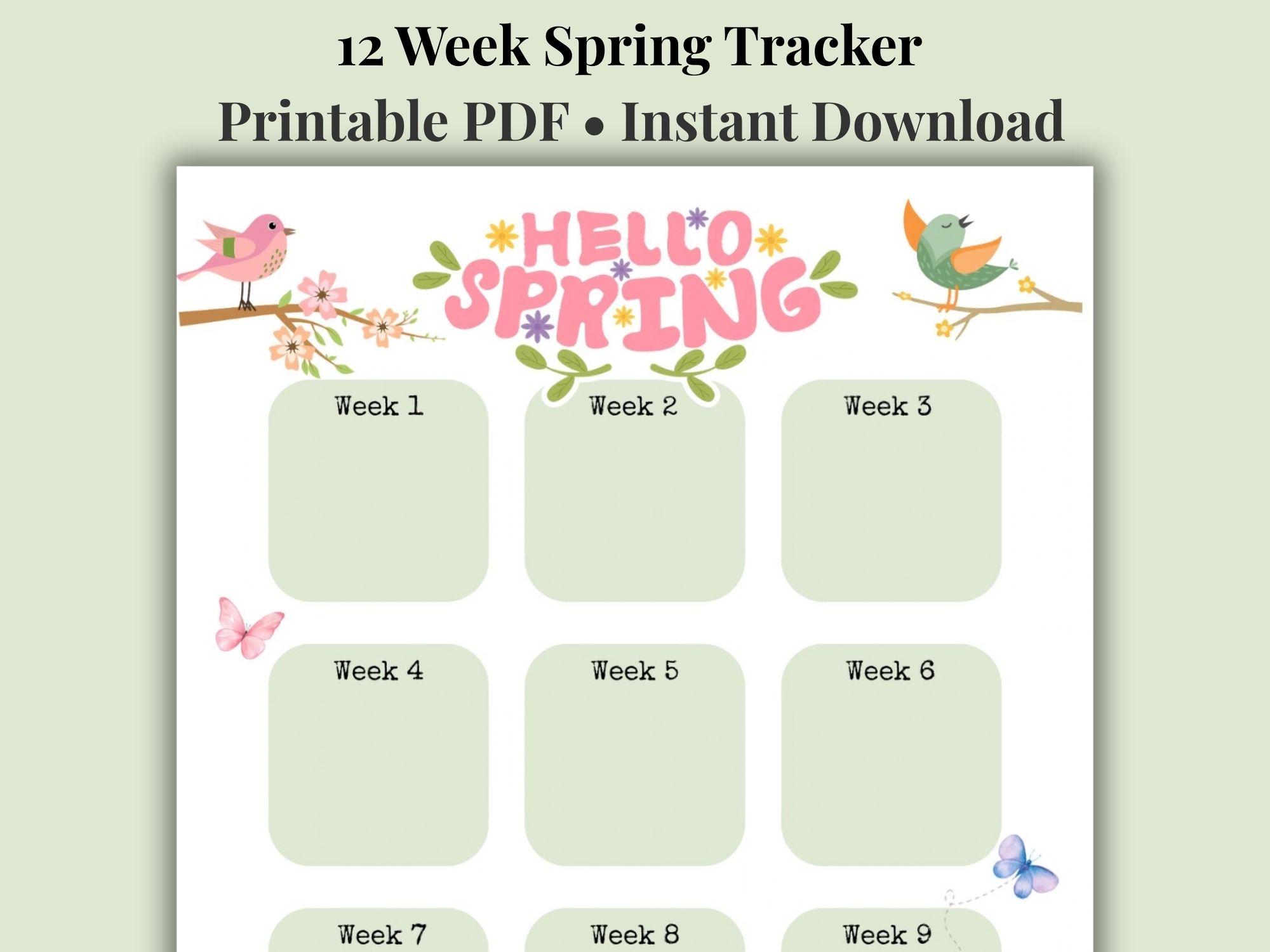 12 Week Spring Reset Tracker Printable | Hello Spring Progress Chart ...