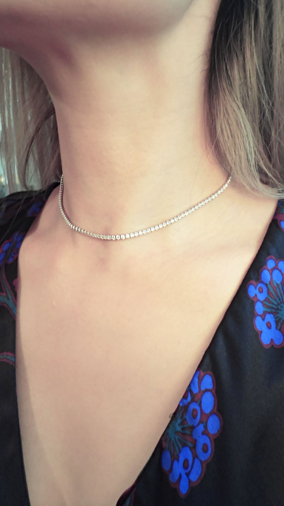 Sterling Silver 925 Tennis Necklace,2mm Tennis Choker,thin Crystal ...