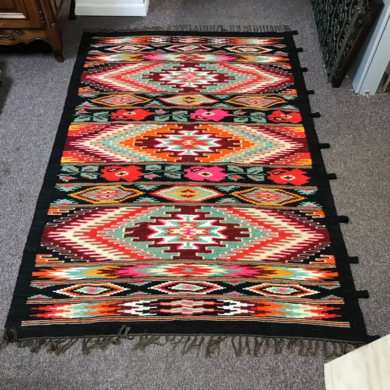 Vintage Ukrainian Flat Weave Kilim Colorful Geomatics Tribal - Etsy