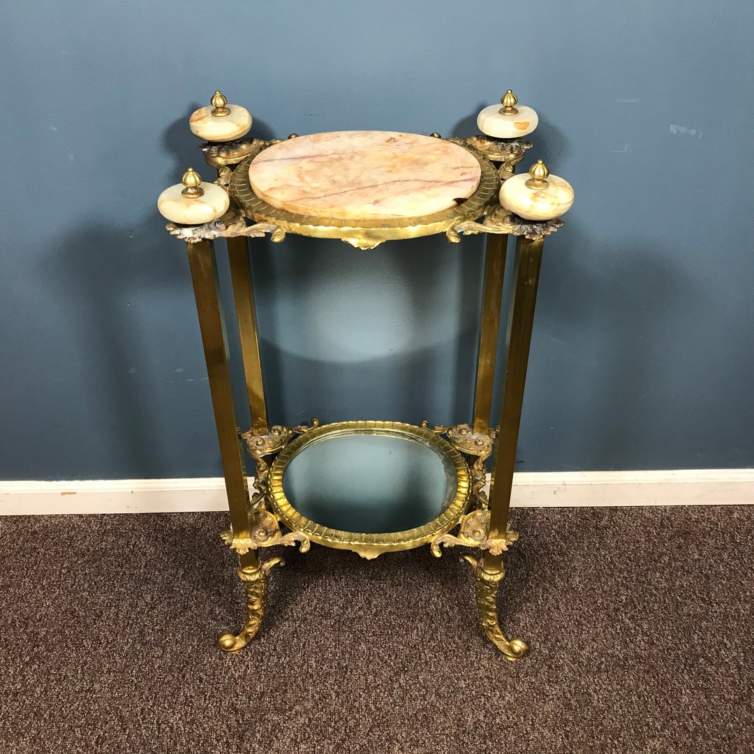 Victorian Brass & Onyx Stand - Etsy