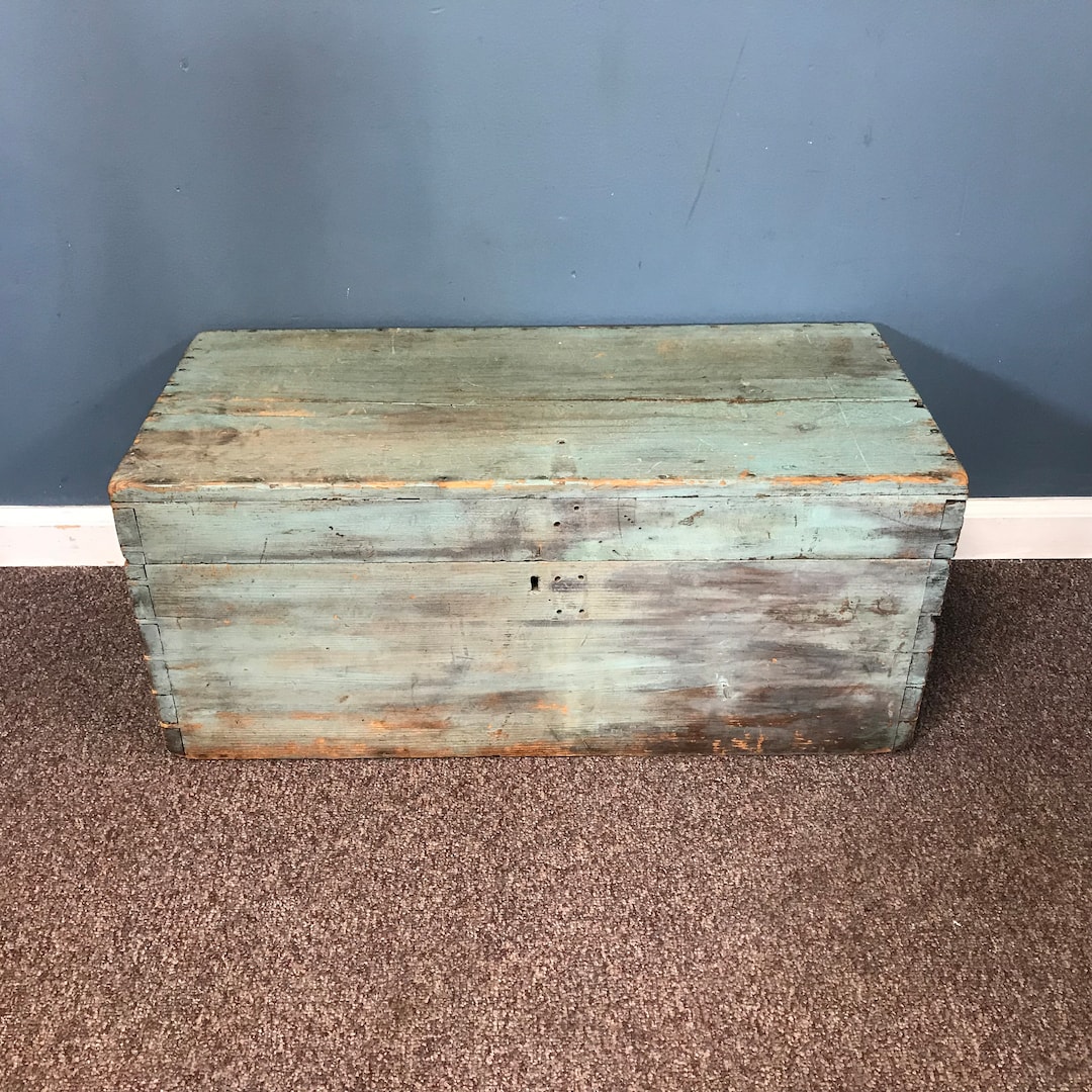 Antique Trunk in Blue Paint - Etsy