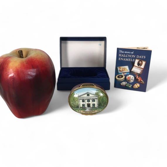 Rare Halcyon Days Enamels Trinket Pill Box Ivy League… - Gem