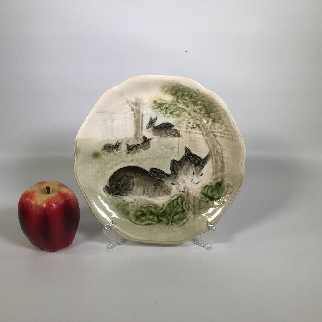 Antique French Majolica Rabbit Plates Choisy Le Roi for Higgins ...
