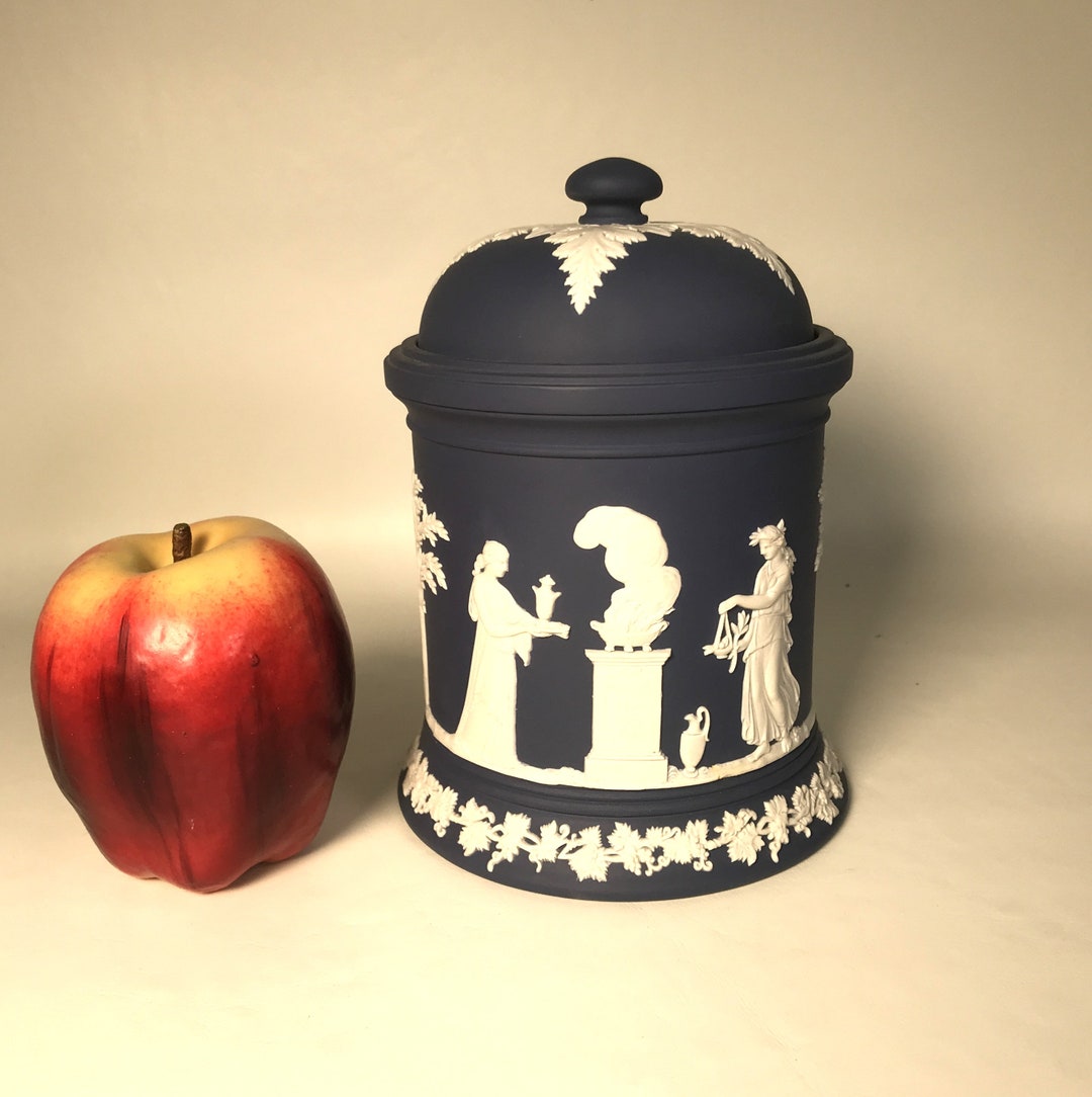 Vintage Wedgwood Portland Blue Jasperware Covered Candy Jar - Etsy