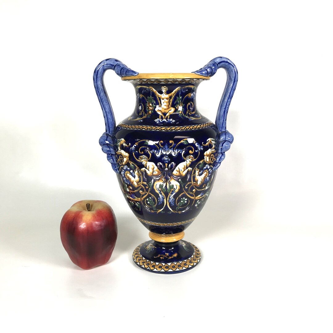 Gien French Majolica Pottery Vase - Etsy